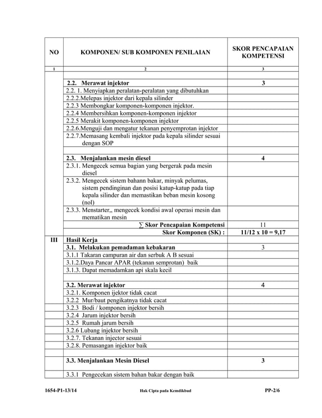 Lembar contoh penilaian | PDF