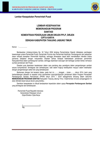 Lembar depan memorandum program sanitasi kabupaten tanjung jabung timur ...