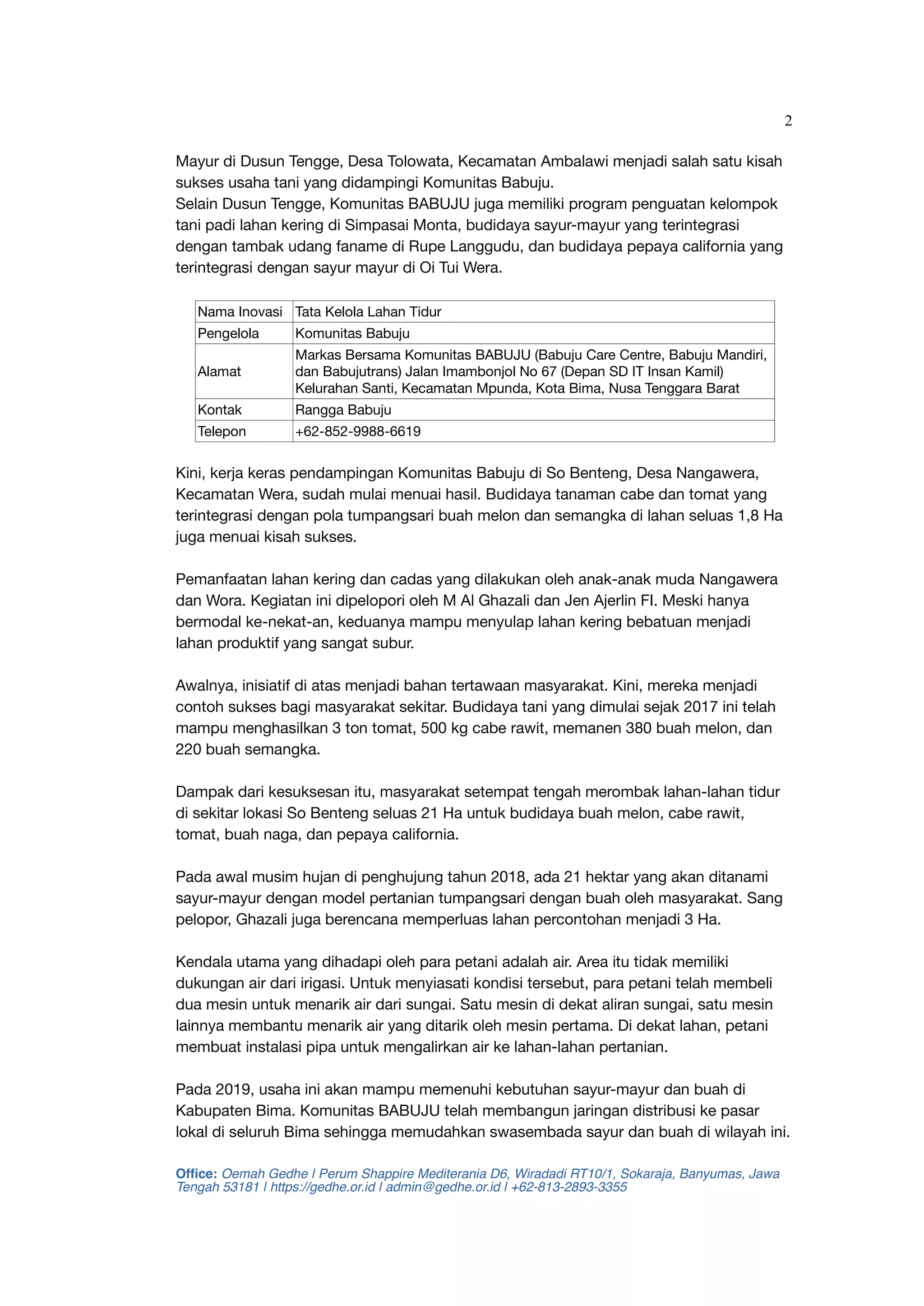 INV 01-0001 Pemuda Nangawera-Wora Menginisiasi Garap Lahan Tidur 21 Ha untuk Tani Sayur Mayur di ...