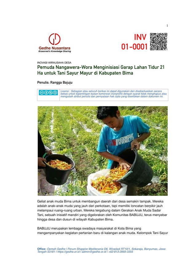 INV 01-0001 Pemuda Nangawera-Wora Menginisiasi Garap Lahan Tidur 21 Ha untuk Tani Sayur Mayur di ...