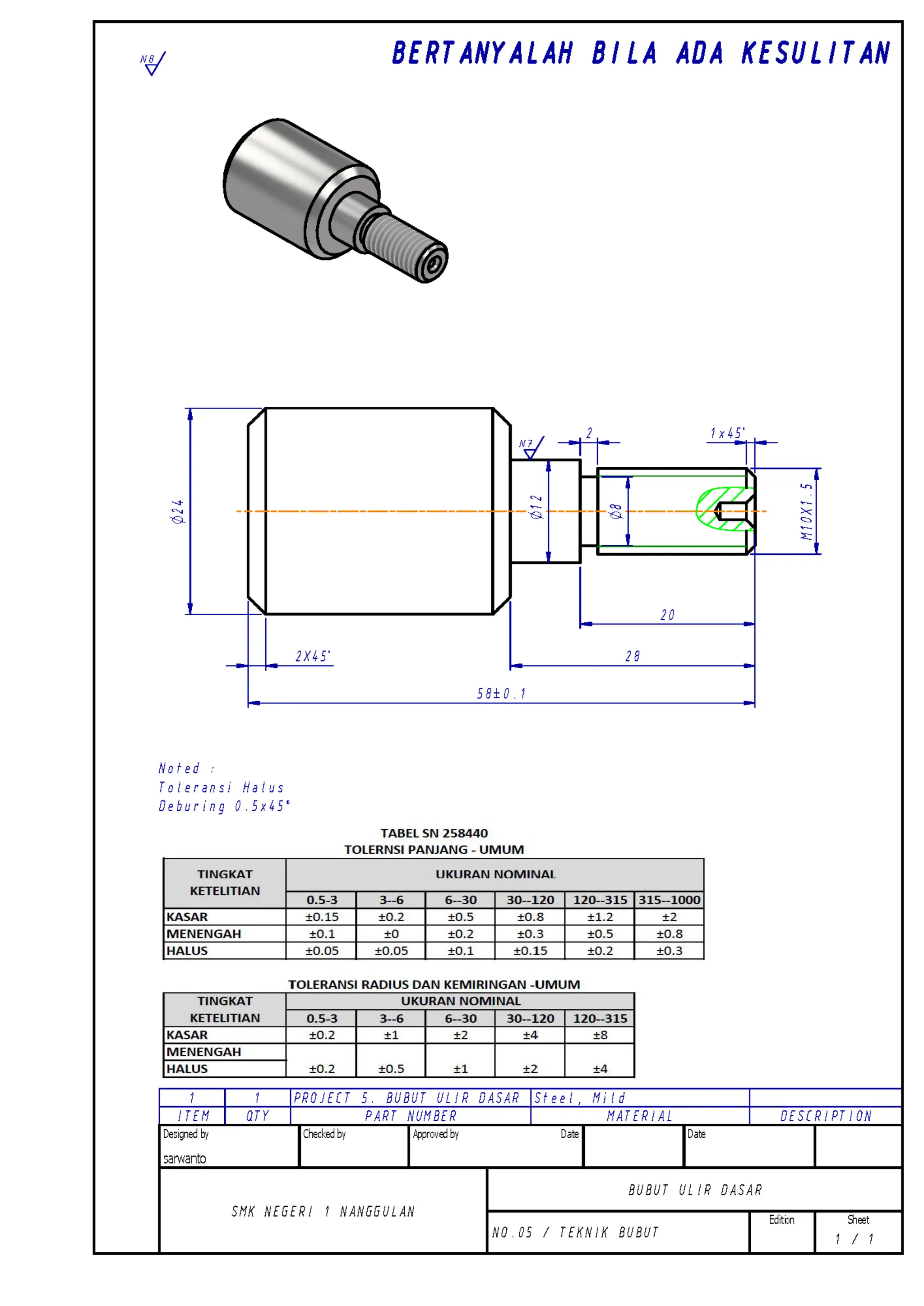 LEMBAR JOBSHEET TEKNIK BUBUT DASAR UNTUK PEMULA | PDF