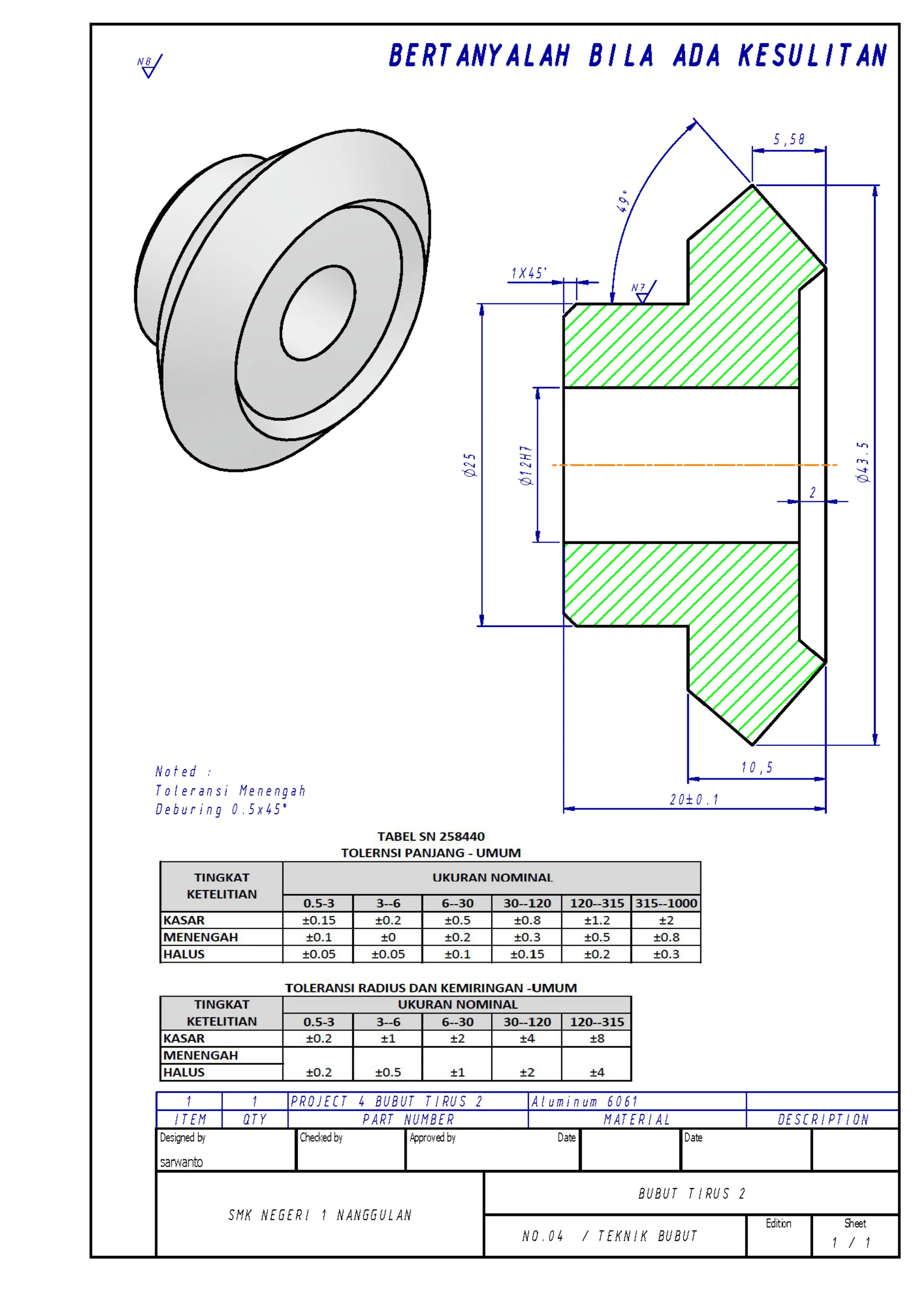 LEMBAR JOBSHEET TEKNIK BUBUT DASAR UNTUK PEMULA | PDF