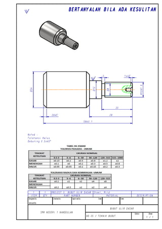 LEMBAR JOBSHEET TEKNIK BUBUT DASAR UNTUK PEMULA | PDF