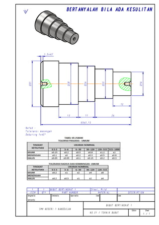 LEMBAR JOBSHEET TEKNIK BUBUT DASAR UNTUK PEMULA | PDF