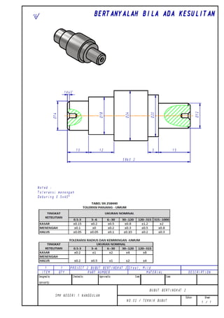 LEMBAR JOBSHEET TEKNIK BUBUT DASAR UNTUK PEMULA | PDF