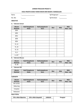 LEMBAR JOBSHEET TEKNIK BUBUT DASAR UNTUK PEMULA | PDF
