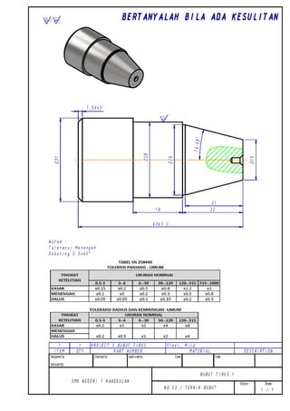 LEMBAR JOBSHEET TEKNIK BUBUT DASAR UNTUK PEMULA | PDF