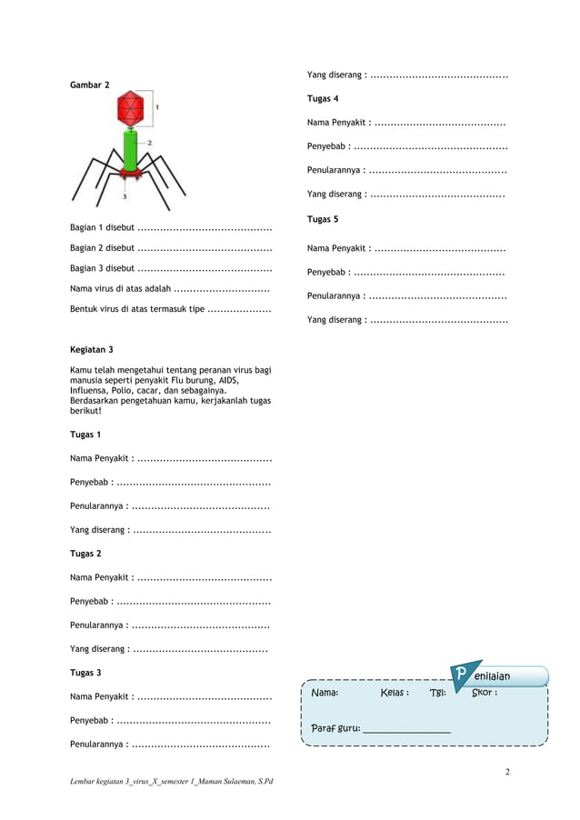 Lembar kegiatan 3 virus | PDF