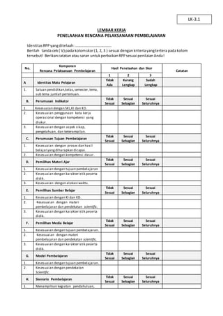 TELAAH RPP KURIKULUM 2013 | DOCX