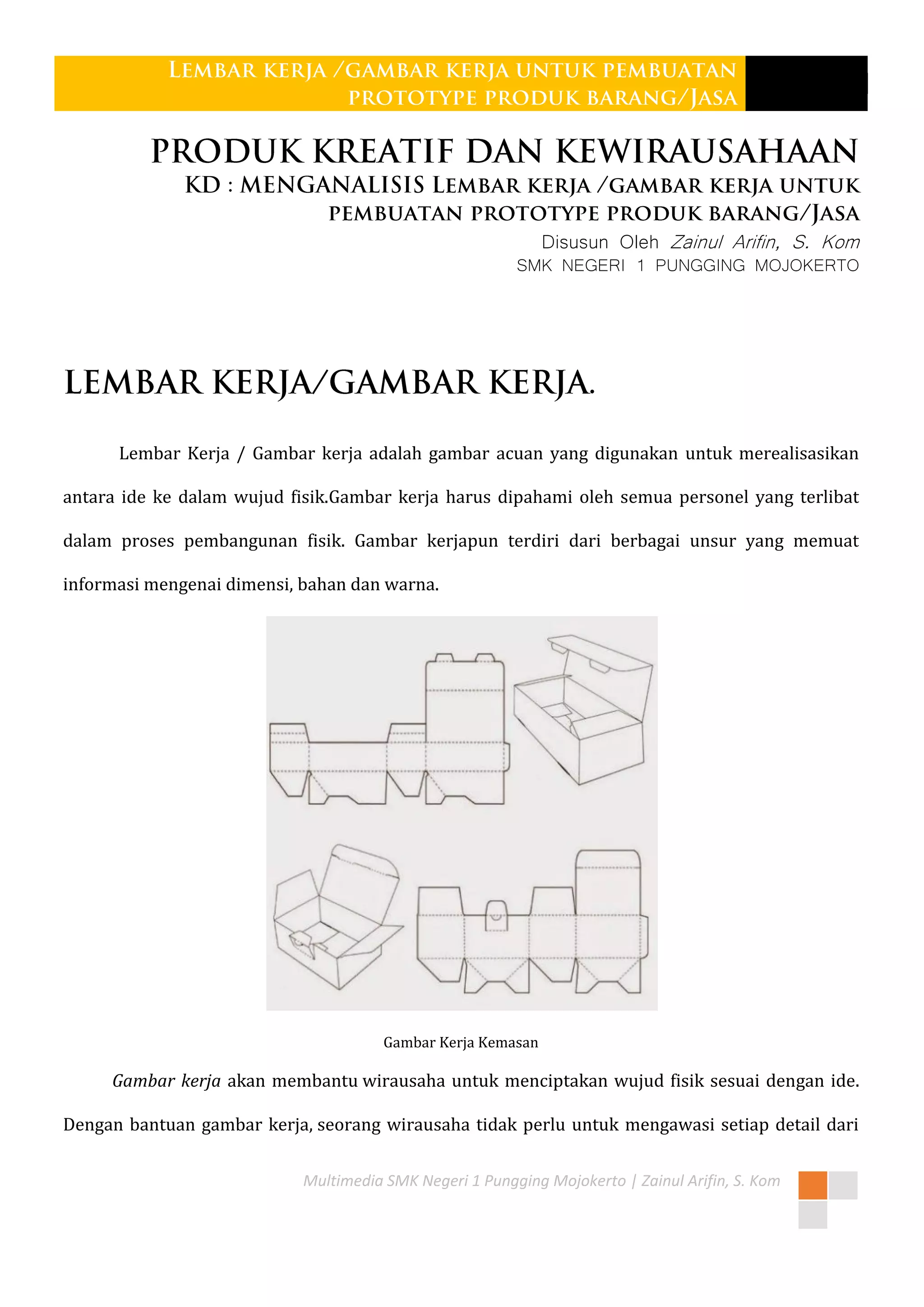 PRODUK KREATIF DAN KEWIRAUSAHAAN Lembar kerja gambar kerja untuk ...