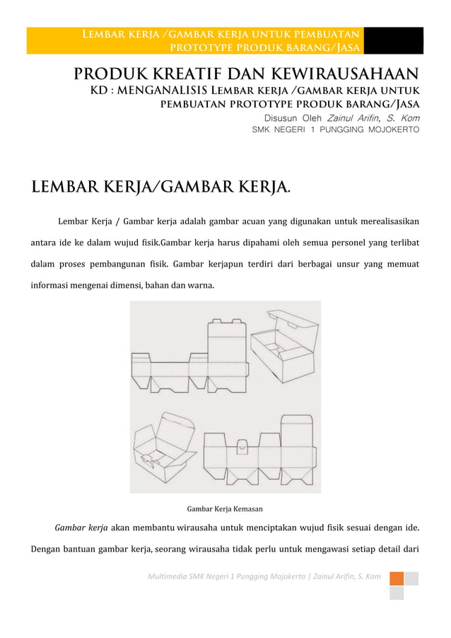 PRODUK KREATIF DAN KEWIRAUSAHAAN Lembar kerja gambar kerja untuk ...