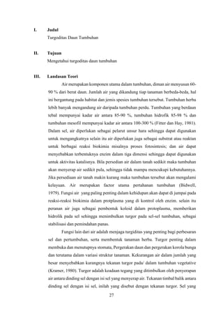 Lembar Kerja Mahasiswa Fisiologi Tumbuhan | PDF