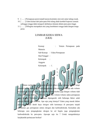 Lembar Kerja Siswa (LKS), Sistem Pernapasan | DOC