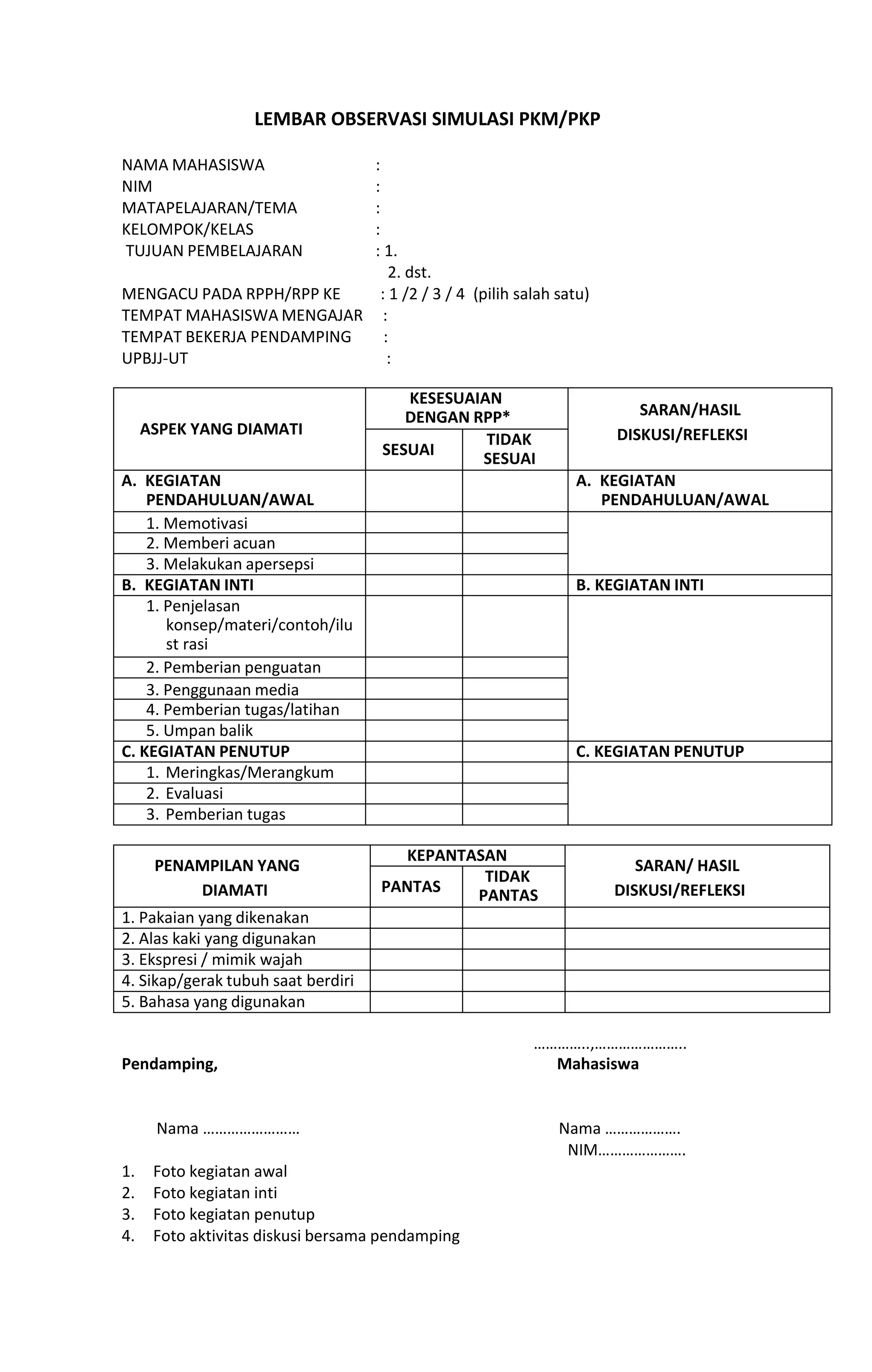 Lembar Observasi dan Refleksi PKR UT.docx