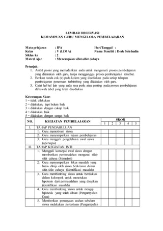 Lembar observasi guru | DOCX