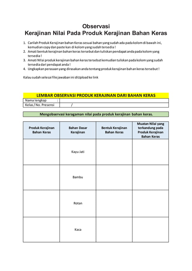 Lembar observasi nilai produk | PDF