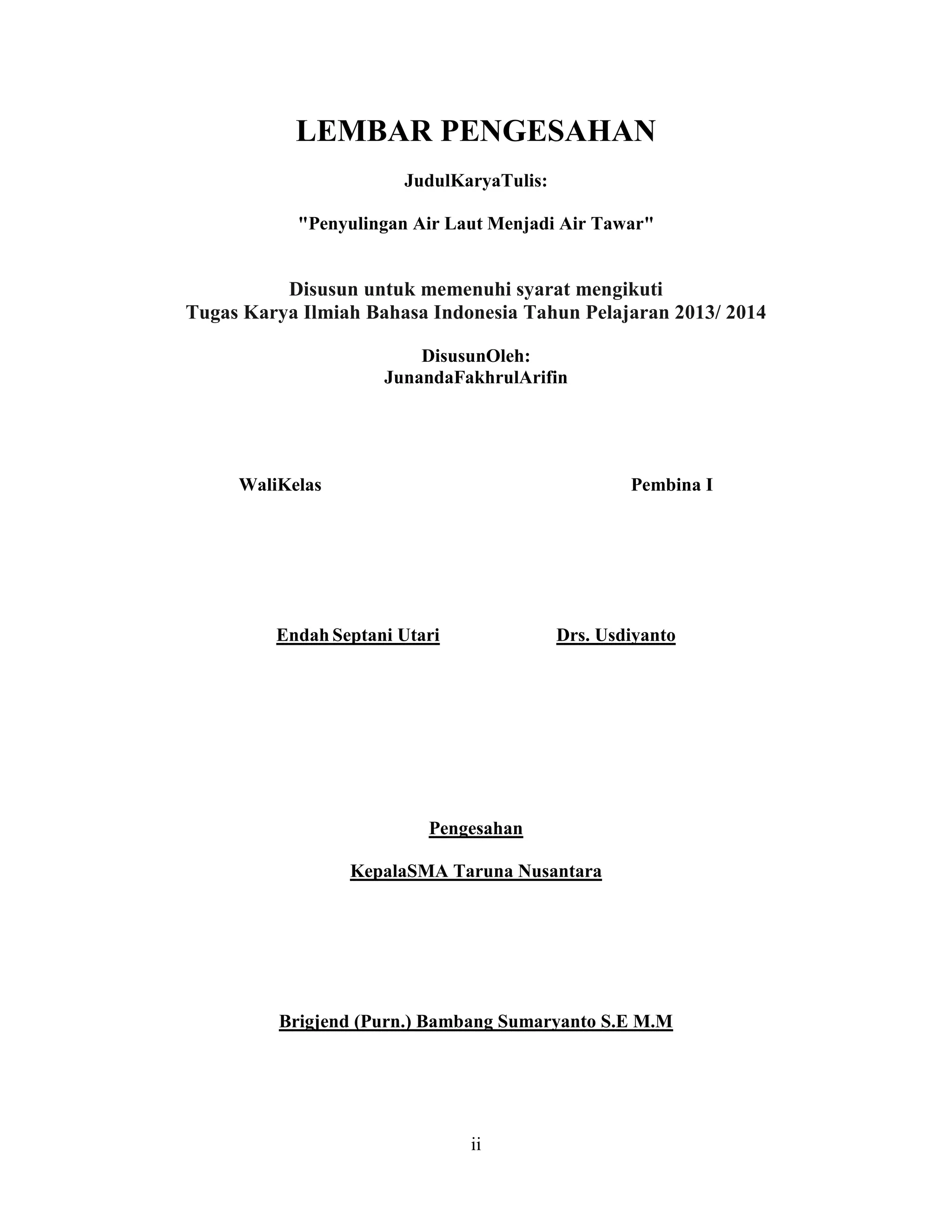 Lembar pengesahan | PDF