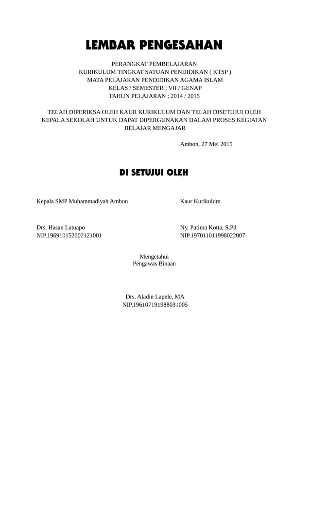 Lembar pengesahan | RTF