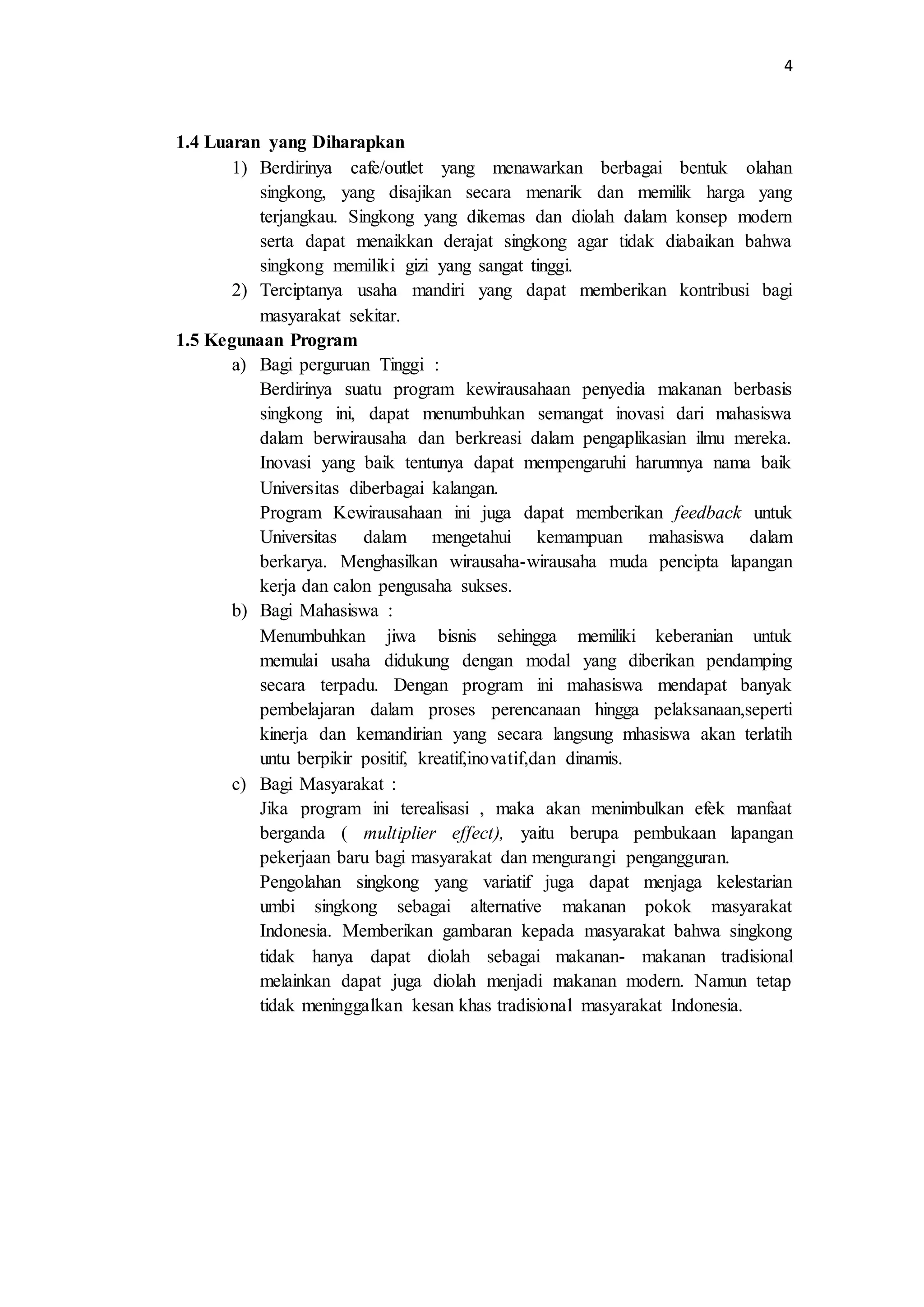 PROPOSAL PKM -SIMOK ( SINGKONG MONTOK ) | DOCX