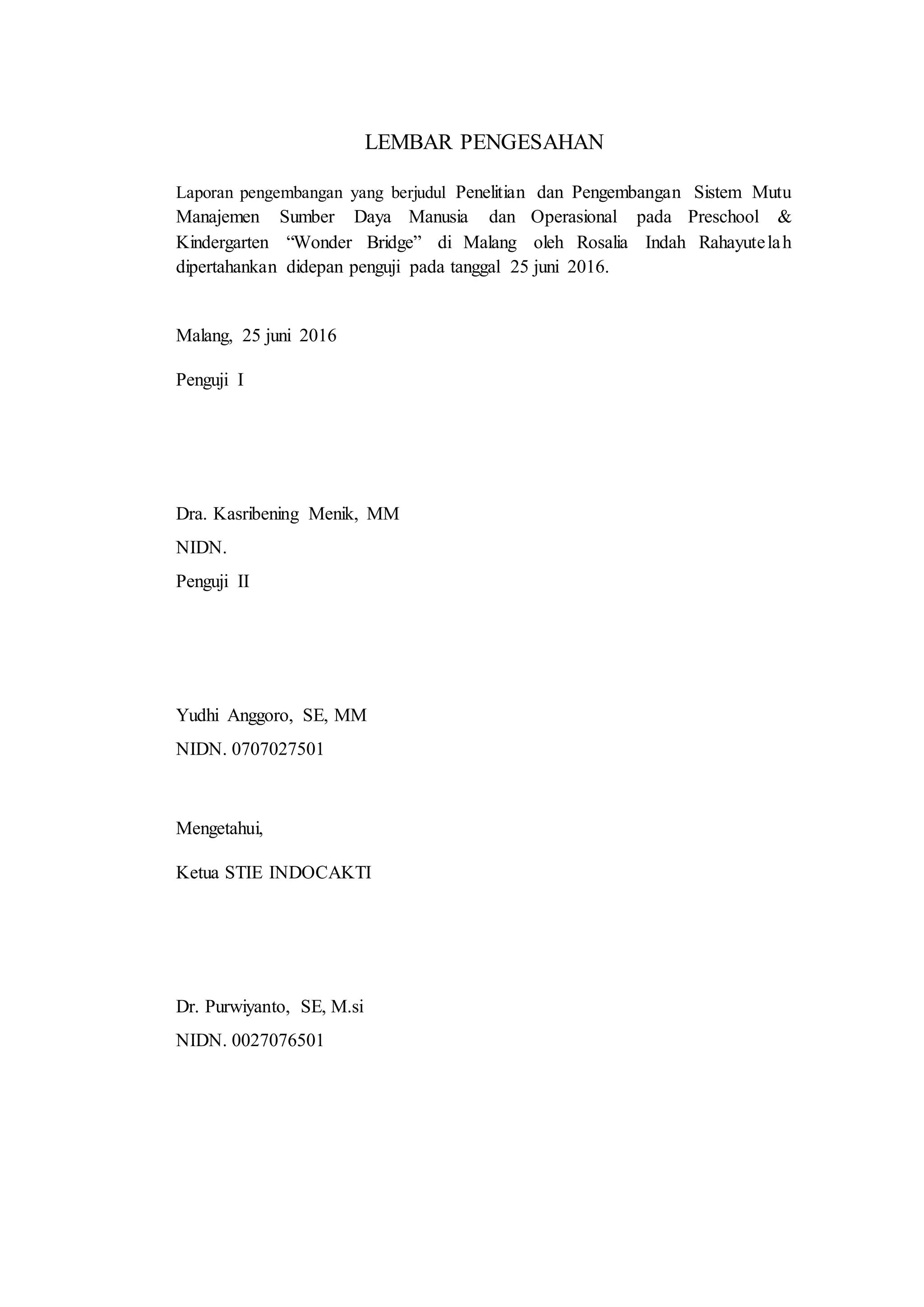 Lembar pengesahan | PDF