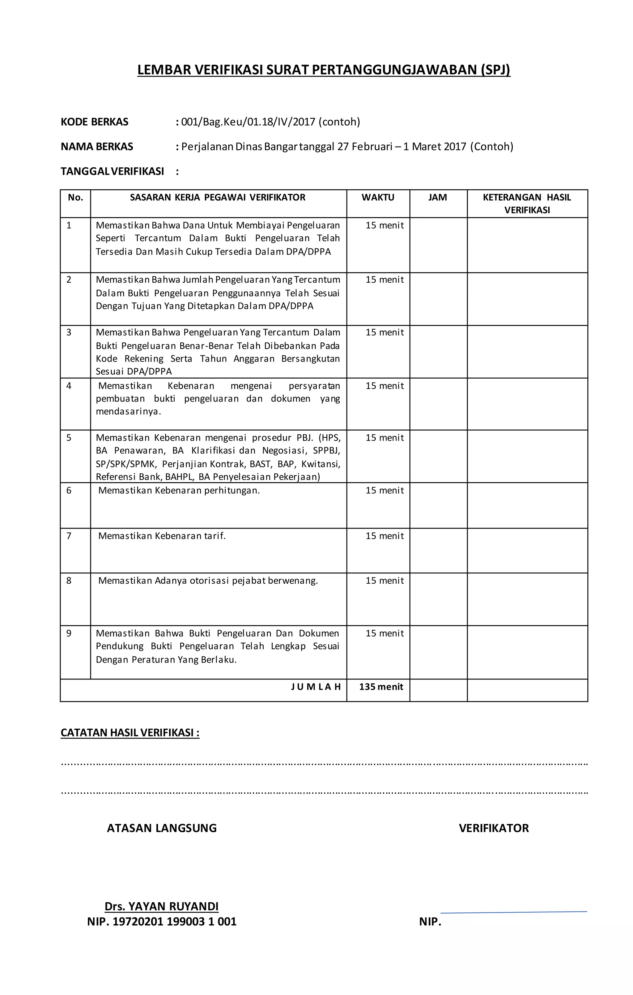 Lembar verifikasi surat pertanggungjawaban | DOCX