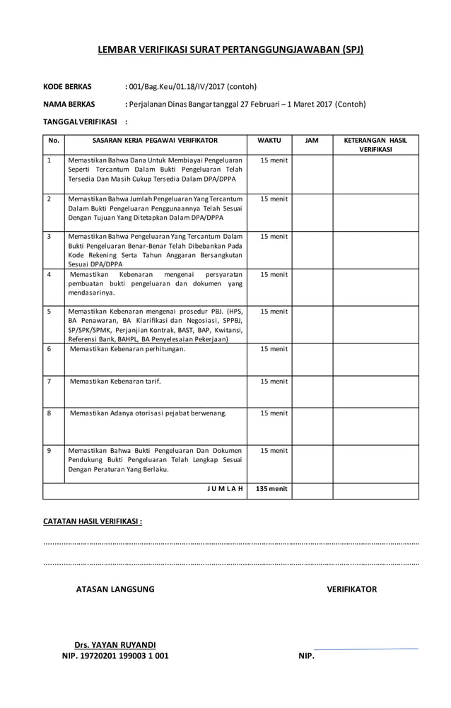 Lembar verifikasi surat pertanggungjawaban | DOCX
