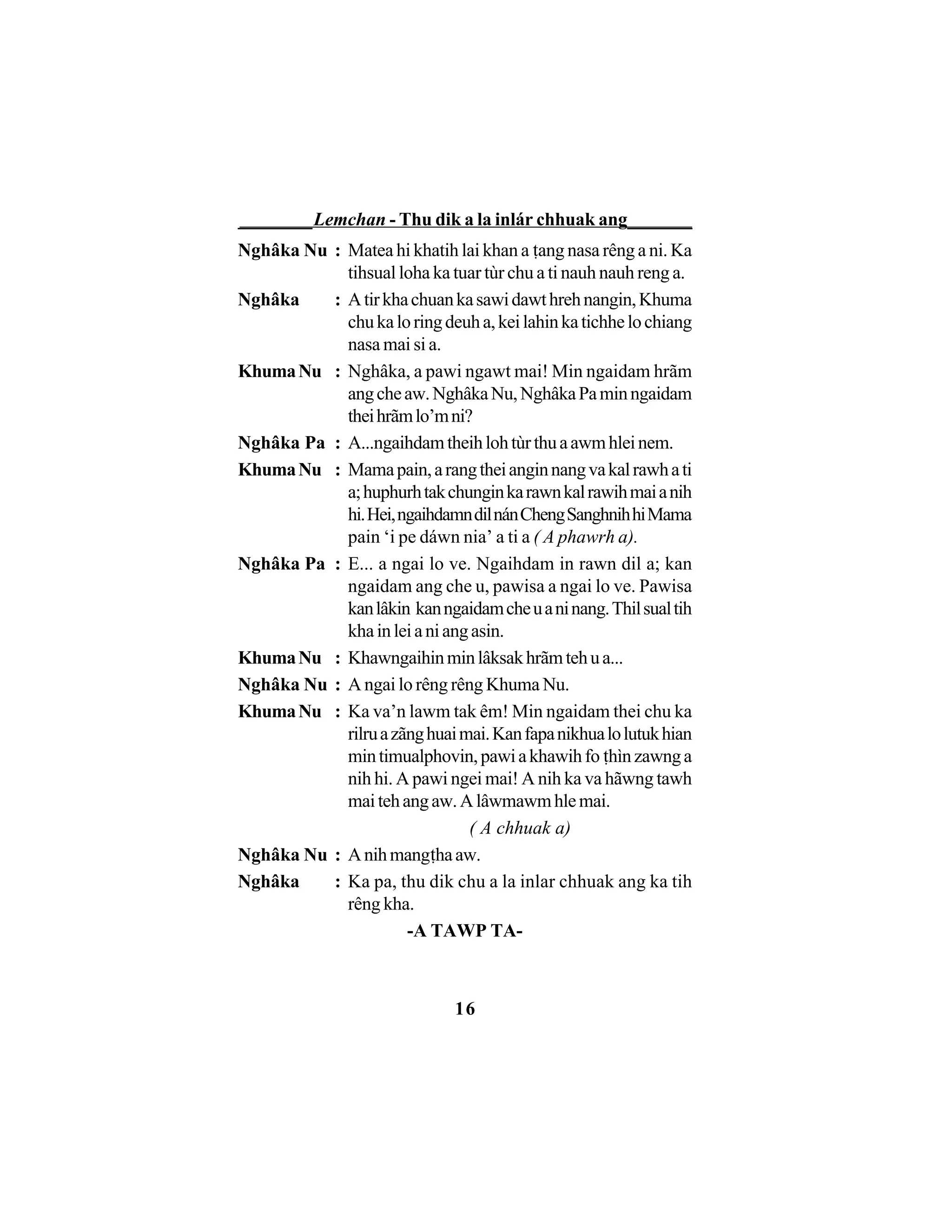 Lemchan TãWi Thudik A La Inlarchhuak Ang | PDF