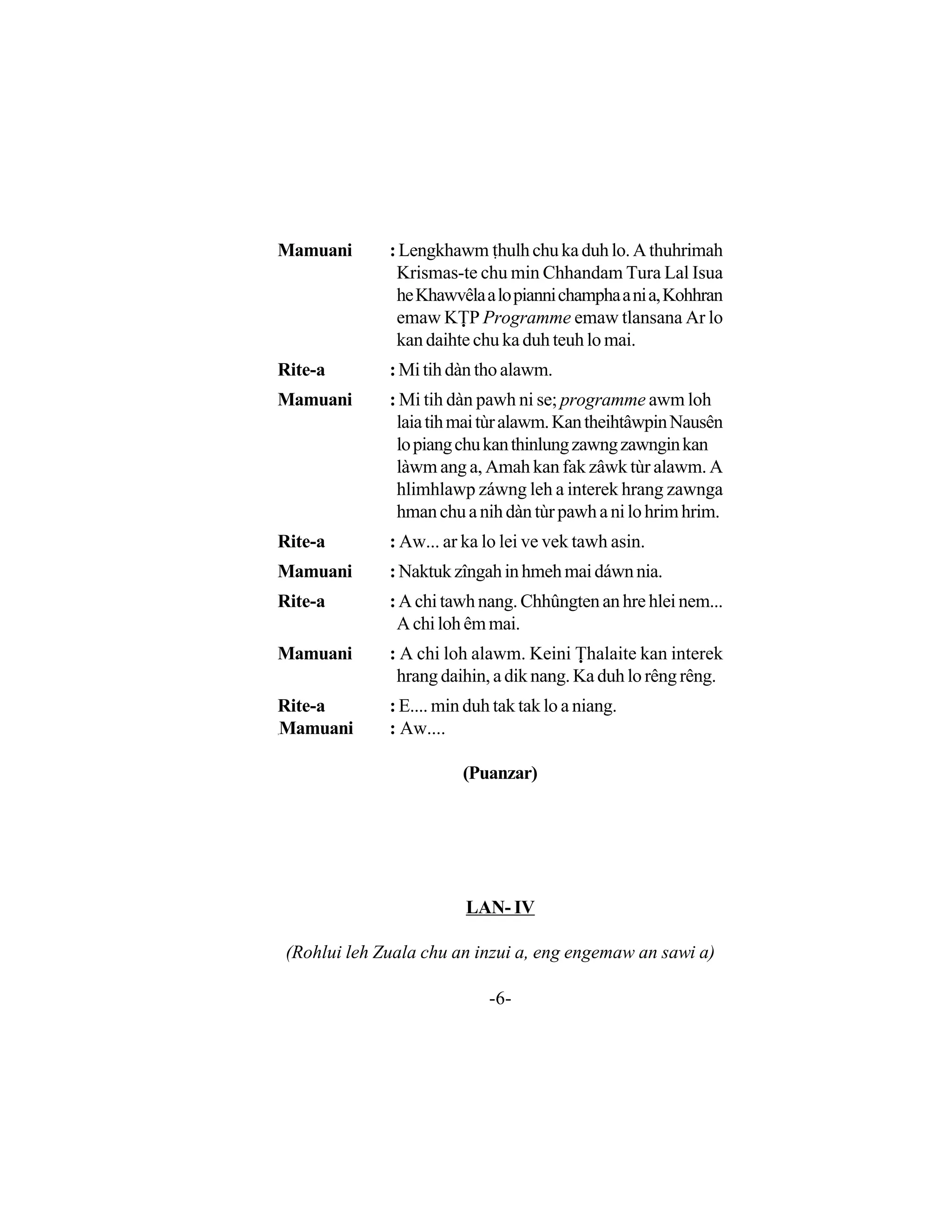 Lemchan TãWi Ngaituah Chiang Teh ( Pre Christmas Drama ) | PDF