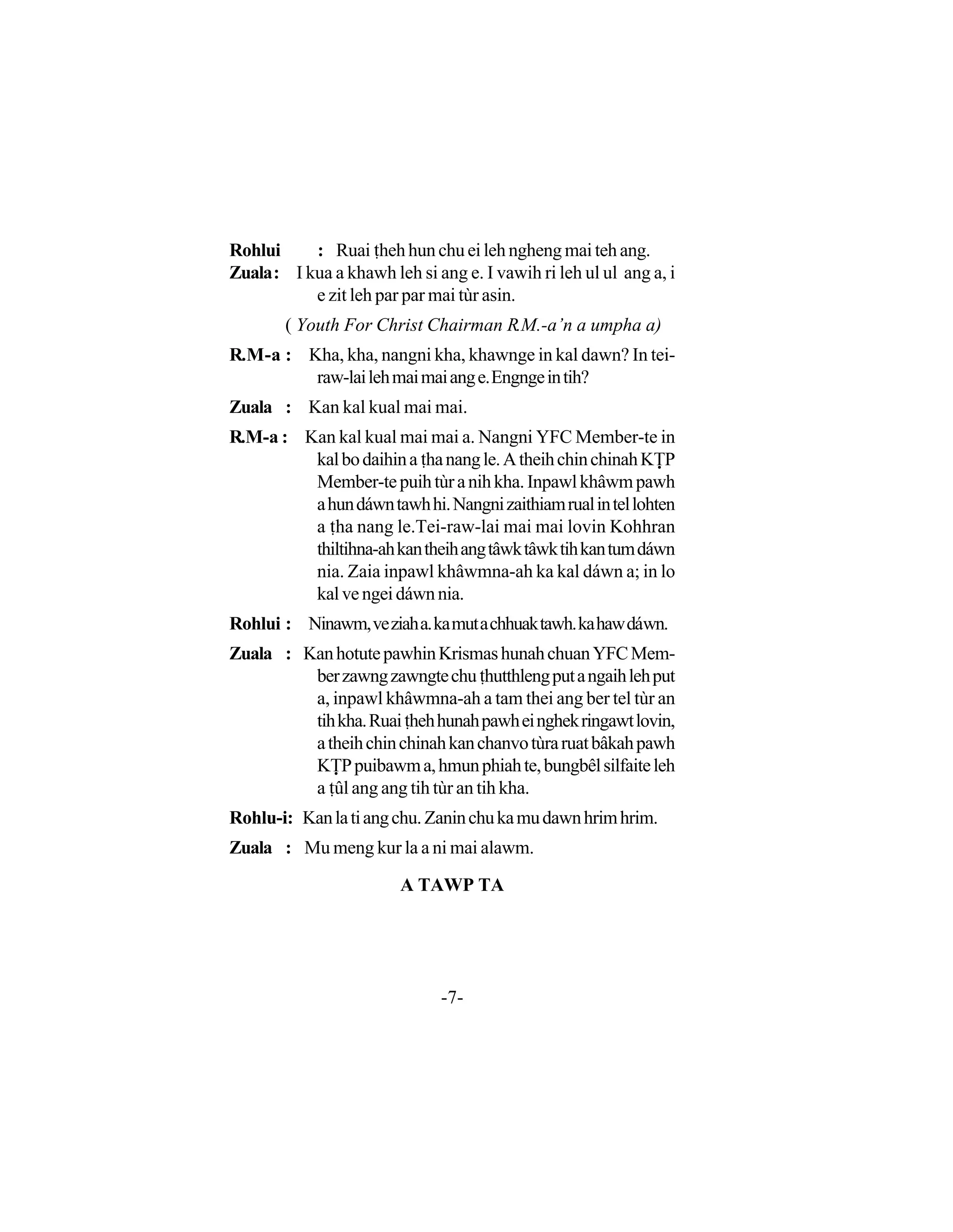 Lemchan TãWi Ngaituah Chiang Teh ( Pre Christmas Drama ) | PDF