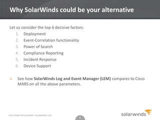 What is your alternative to Cisco MARS? | PPTX