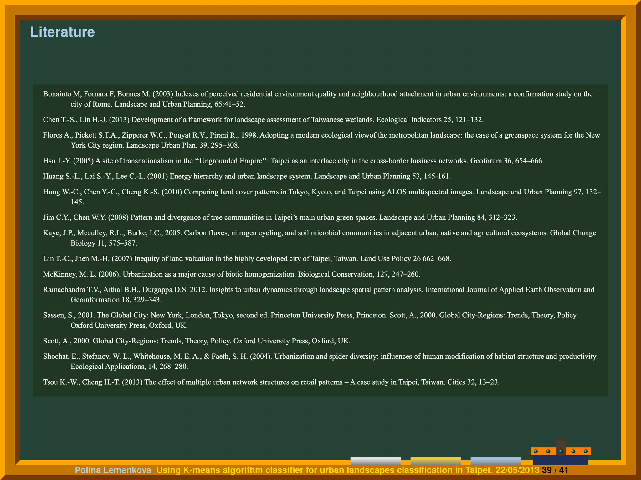 Using K Means Algorithm Classifier For Urban Landscapes Classification