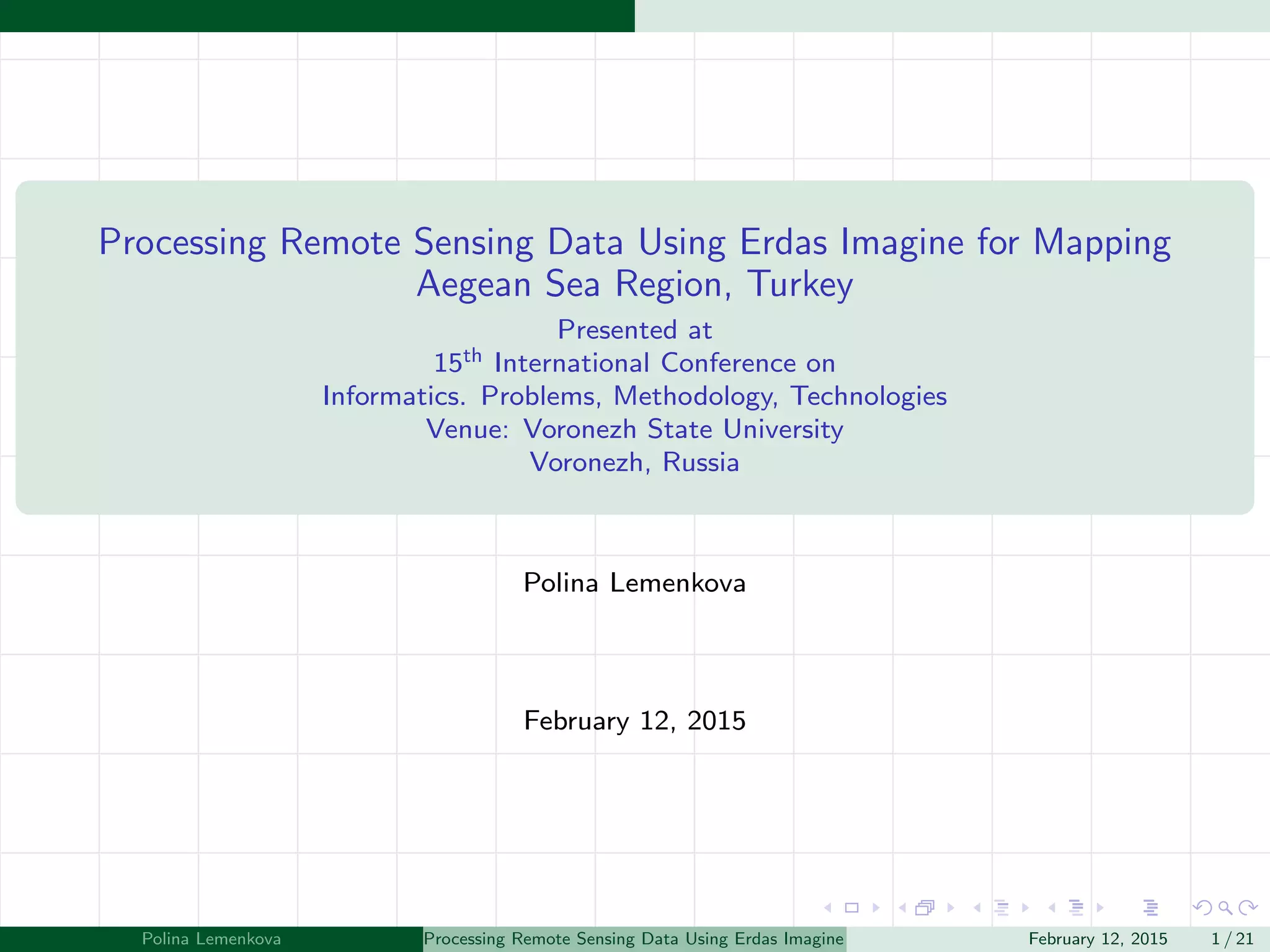 Processing Remote Sensing Data Using Erdas Imagine for Mapping Aegean Sea Region, Turkey Polina ...