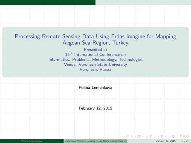Processing Remote Sensing Data Using Erdas Imagine for Mapping Aegean Sea Region, Turkey Polina ...