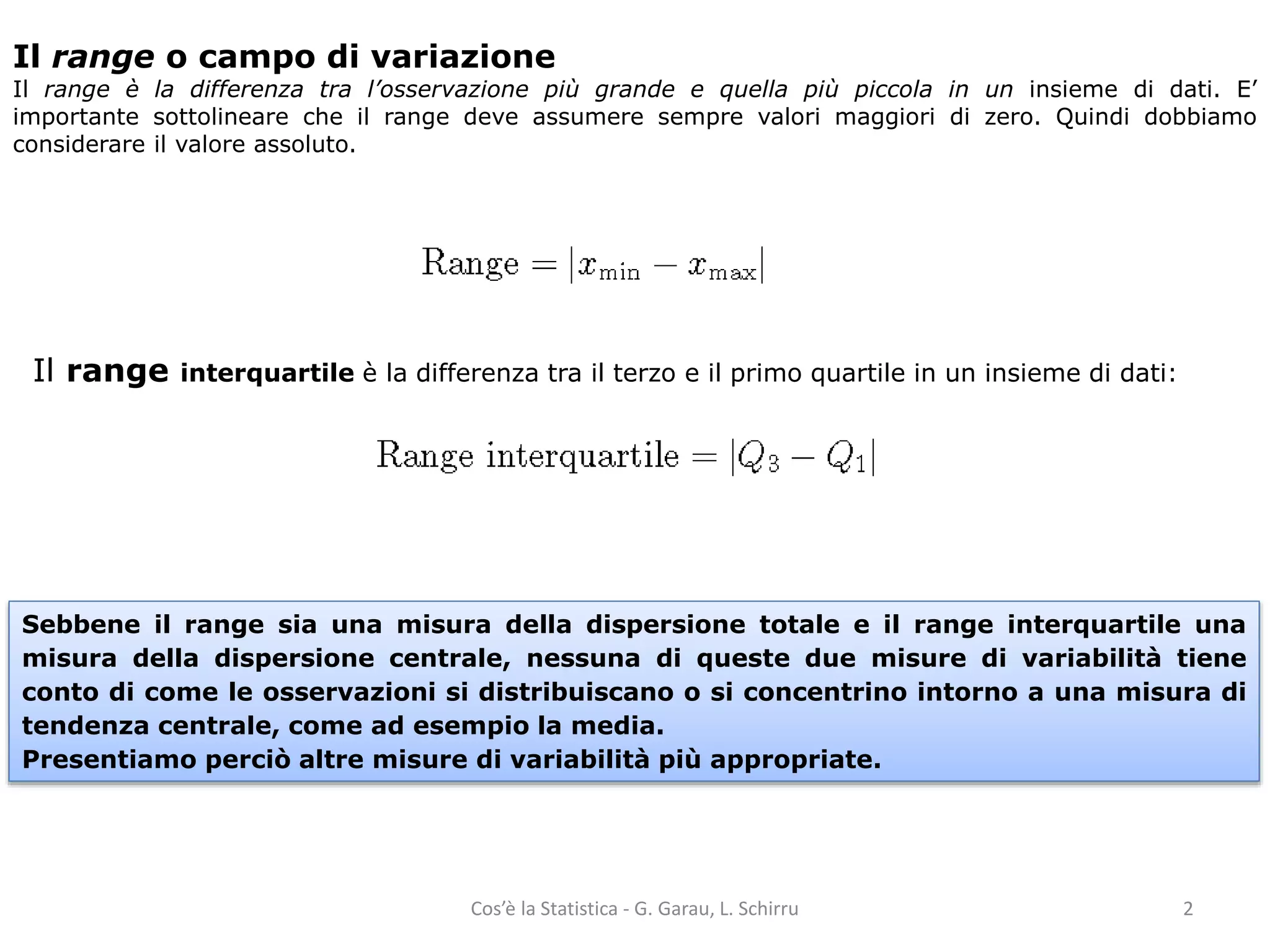 Le misure di variabilità | PPSX