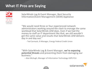 SolarWinds Log & Event Manager vs Splunk. What's the Difference? | PPT