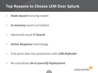 SolarWinds Log & Event Manager vs Splunk. What's the Difference? | PPT
