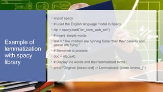 lemmatization Algorithms used in AI .pptx