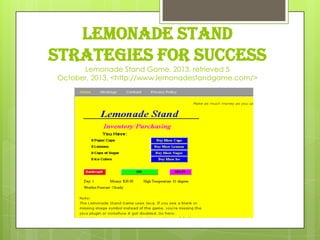 Lemonade Stand Game