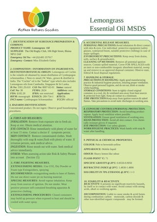 Lemongrass MSDS Safety Data Sheet | PDF