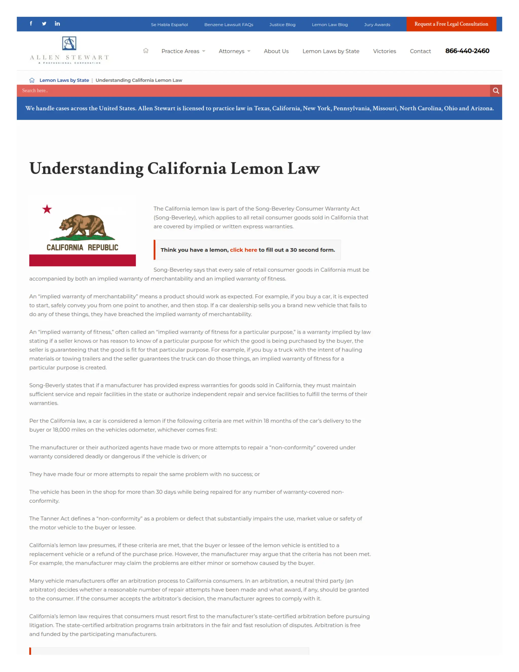 Lemon Law California time frame - Allen Stewart | PDF