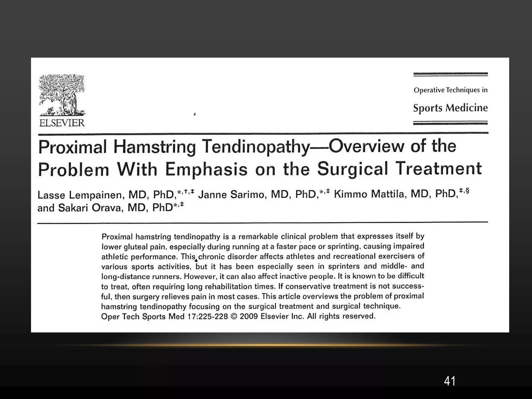 Lasse Lempainen - Hamstring injuries: When is surgery indicated? | PPT