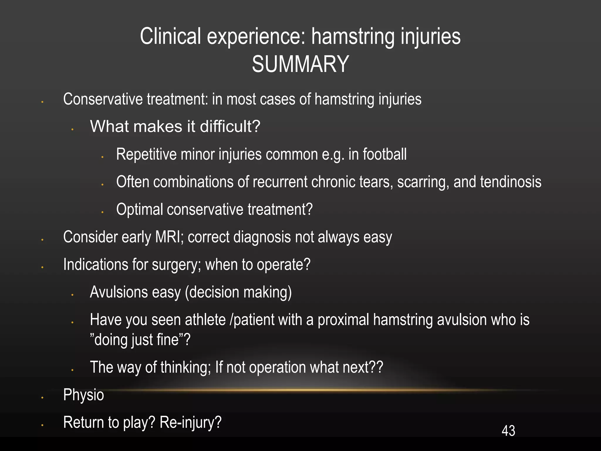 Lasse Lempainen - Hamstring injuries: When is surgery indicated? | PPT