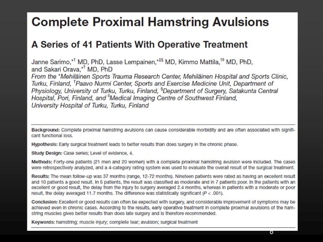 Lasse Lempainen - Hamstring injuries: When is surgery indicated? | PPT