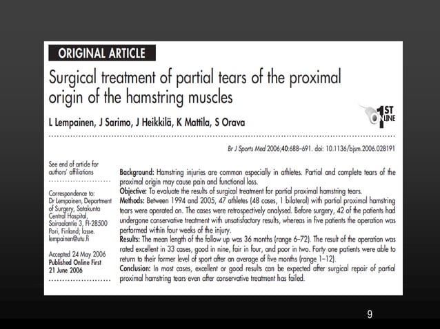 Lasse Lempainen - Hamstring injuries: When is surgery indicated? | PPT