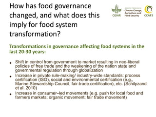 Conceptualizing transformative governance for food systems | PPTX