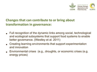Conceptualizing transformative governance for food systems | PPTX