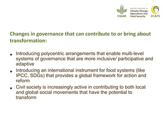 Conceptualizing transformative governance for food systems | PPTX
