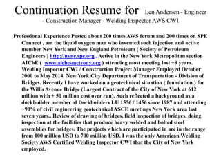 Len andersen 914 536-7101 underwater welding engineer | PPTX