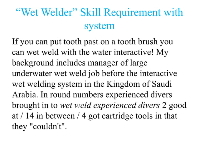 Len andersen 914 536-7101 underwater welding engineer | PPT