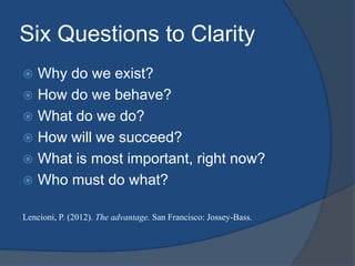 Lencioni organizational health | PPT